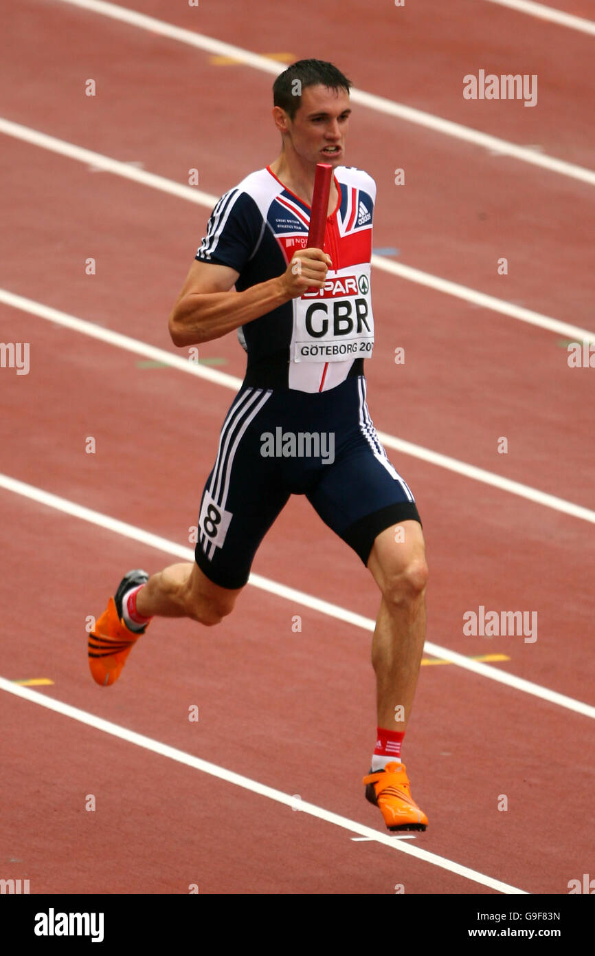 Great britains robert tobin competes in the 4x400m relay hi-res stock ...