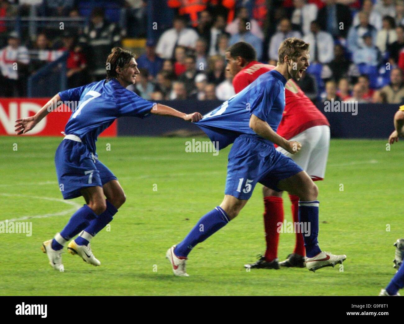 Moldova's Alexandr Zislis celebrates scoring against England during the ...