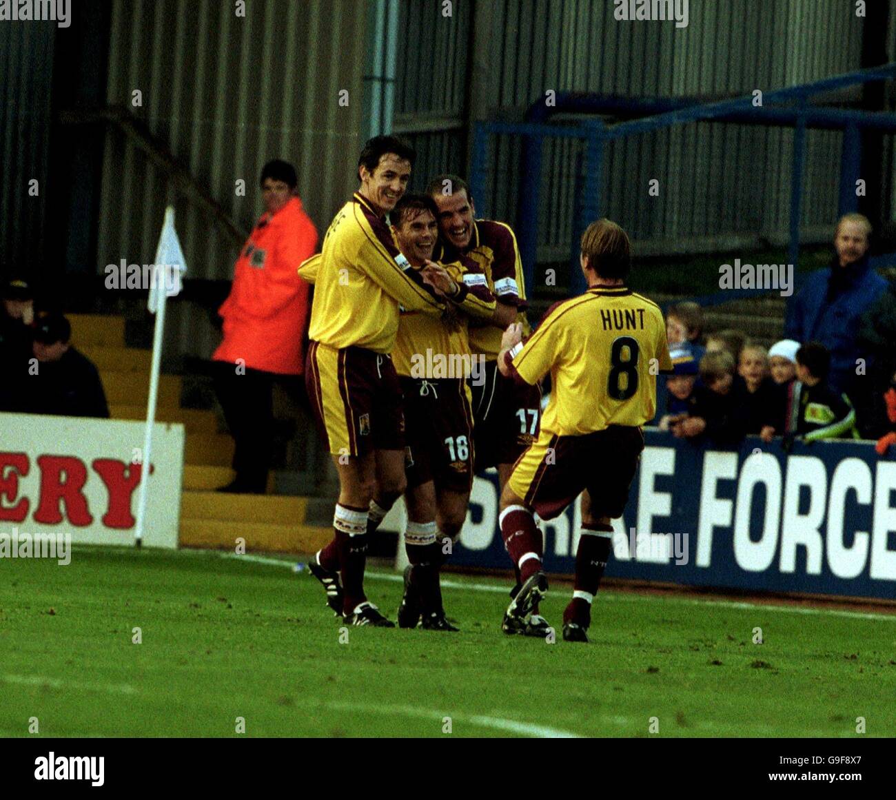 Northampton Town's Jamie Forrester (C) celebrates his goal Stock Photo ...