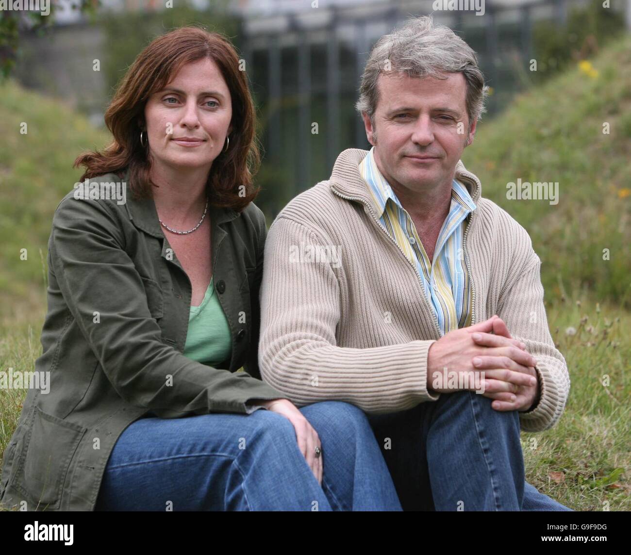 Marian quinn her brother aiden on the set of 32a hi-res stock ...