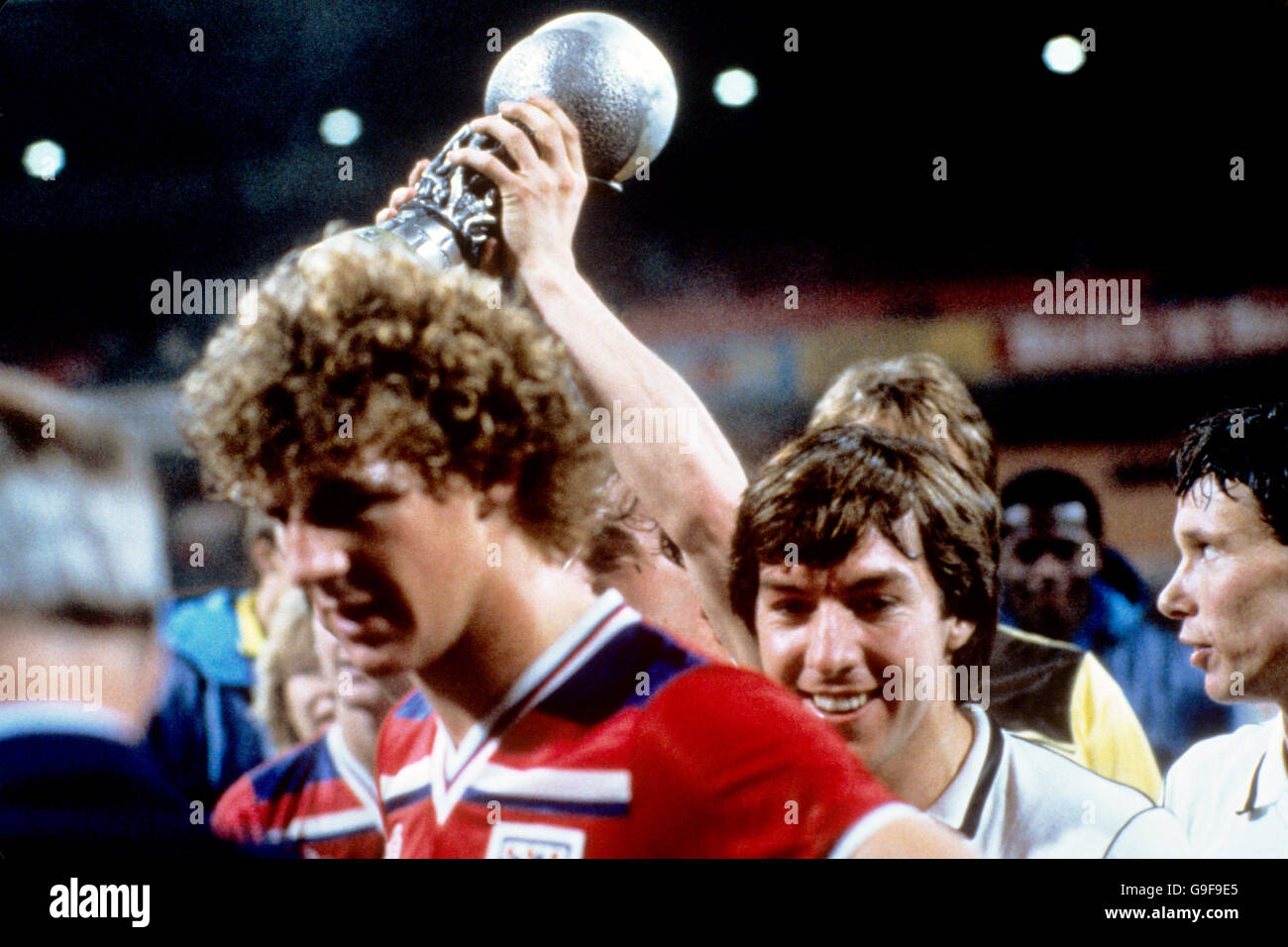 England's David Hodgson (mostly hidden) lifts the European Under-21 ...