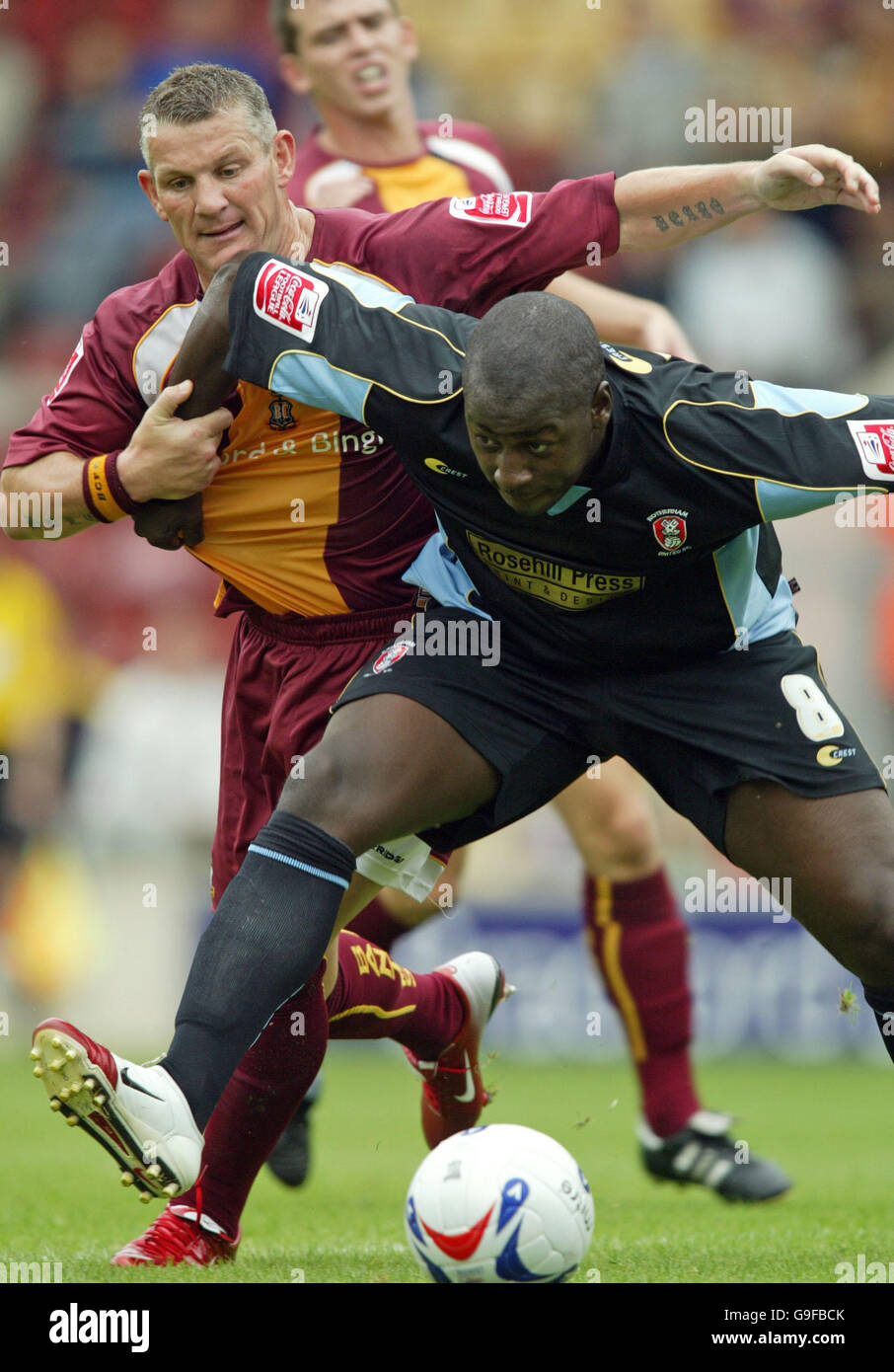 Bradford City's Dean Windass tangles with Rotherham United's Pablo ...