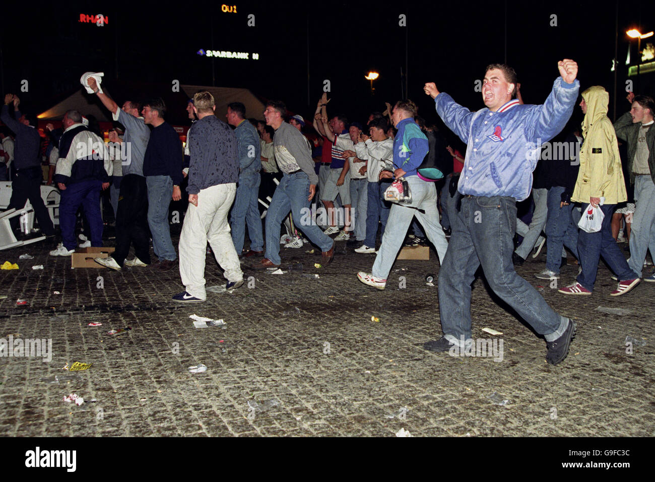 EUROPEAN CHAMPIONSHIPS SOCCER FANS. HOOLIGANS RIOT IN MALMO CENTRE ...