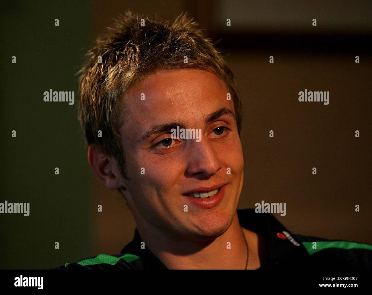 Kevin Doyle speaking at a Republic of Ireland team press conference at ...