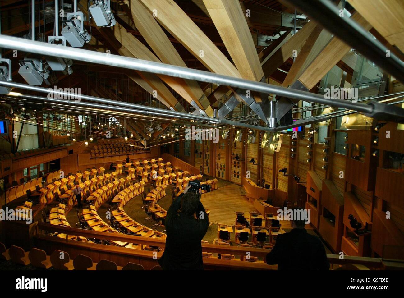 The main chamber of the Scottish parliament in Edinburgh, a day before ...