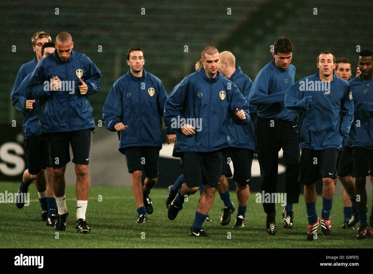 The Leeds United players go through a gentle training session Stock ...