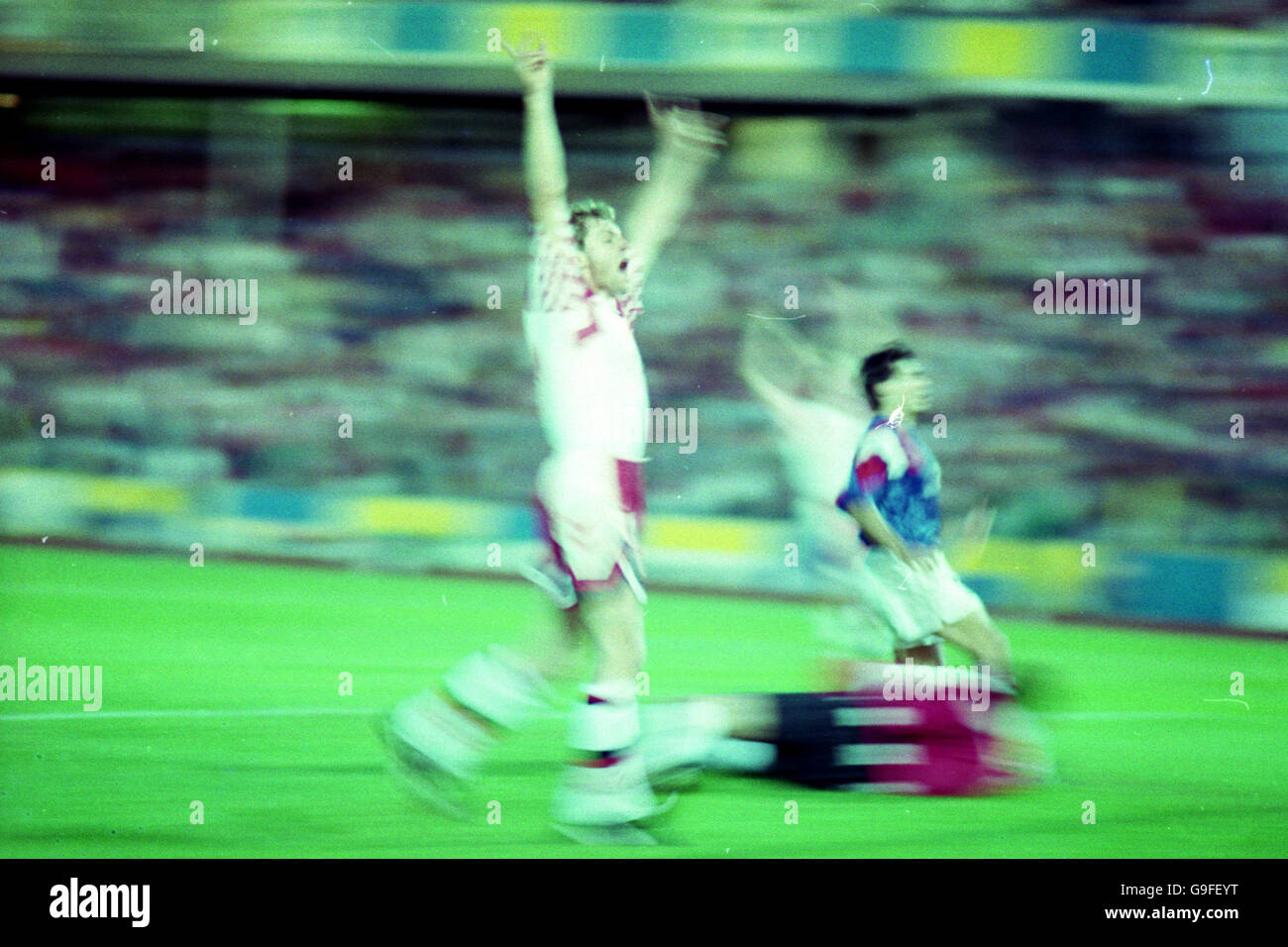 EUROPEAN CHAMPIONSHIPS SOCCER SEMI-FINAL. LARS ELSTRUP (DEN) SCORES THE ...