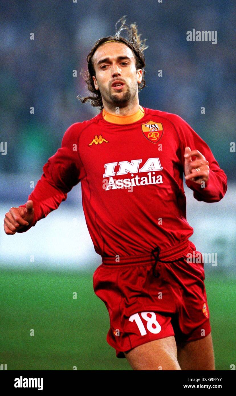 Italian Soccer - Serie A - Lazio v Roma. Gabriel Batistuta, Roma Stock ...