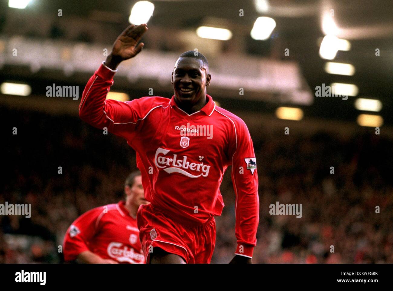 Liverpool's Emile Heskey celebrates scoring the winning goal Stock ...