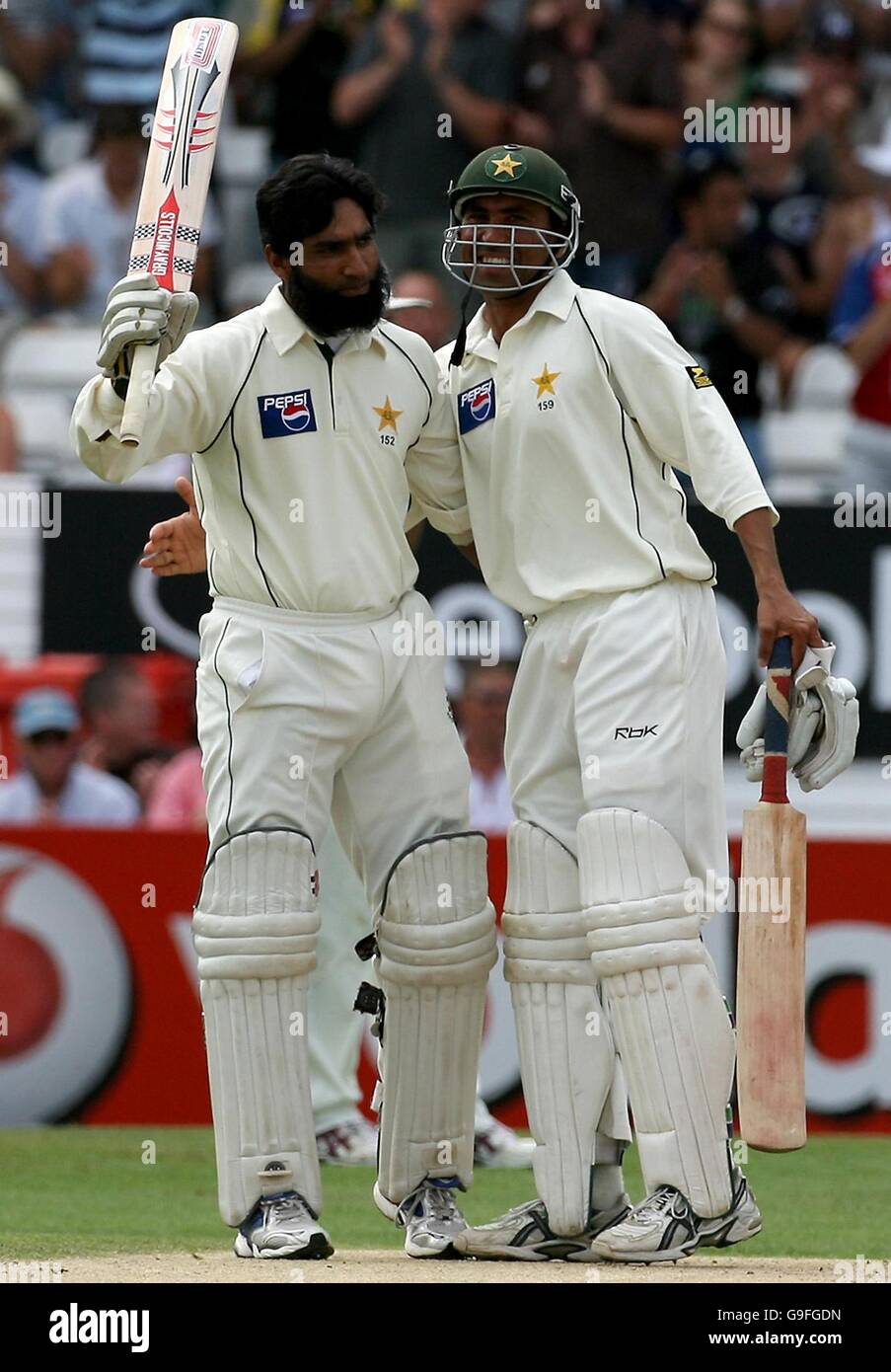 Pakistan's Mohammad Yousuf celebrates his century against England with ...