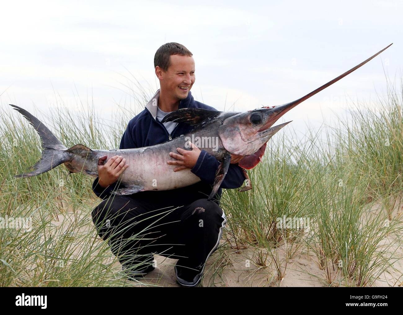 Owner of Blyth Fish Mark Watson with the 58lb swordfish which was ...
