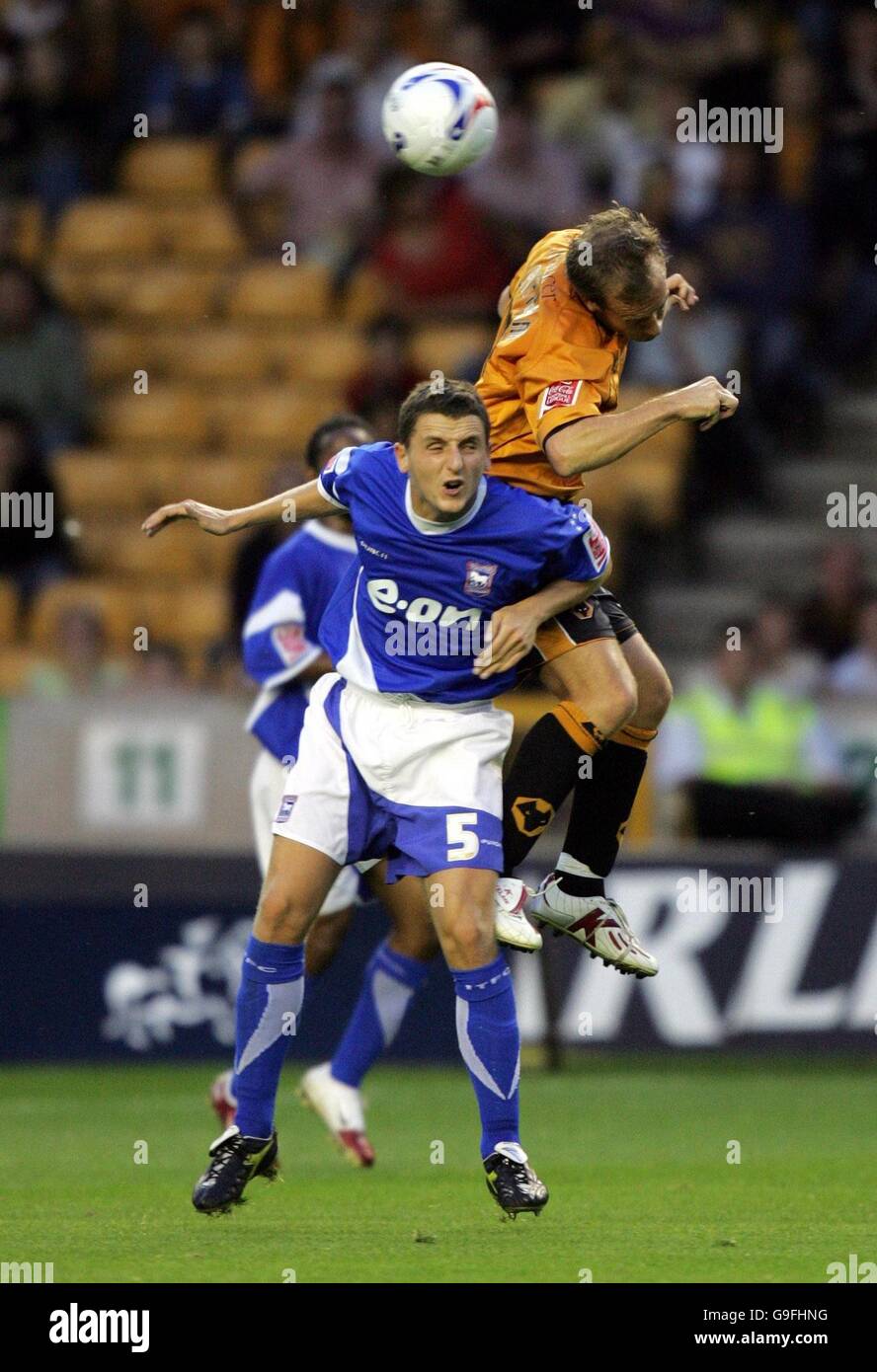 Wolverhampton Wanderers' Jamie Clapham (top) wins the ball ahead of ...