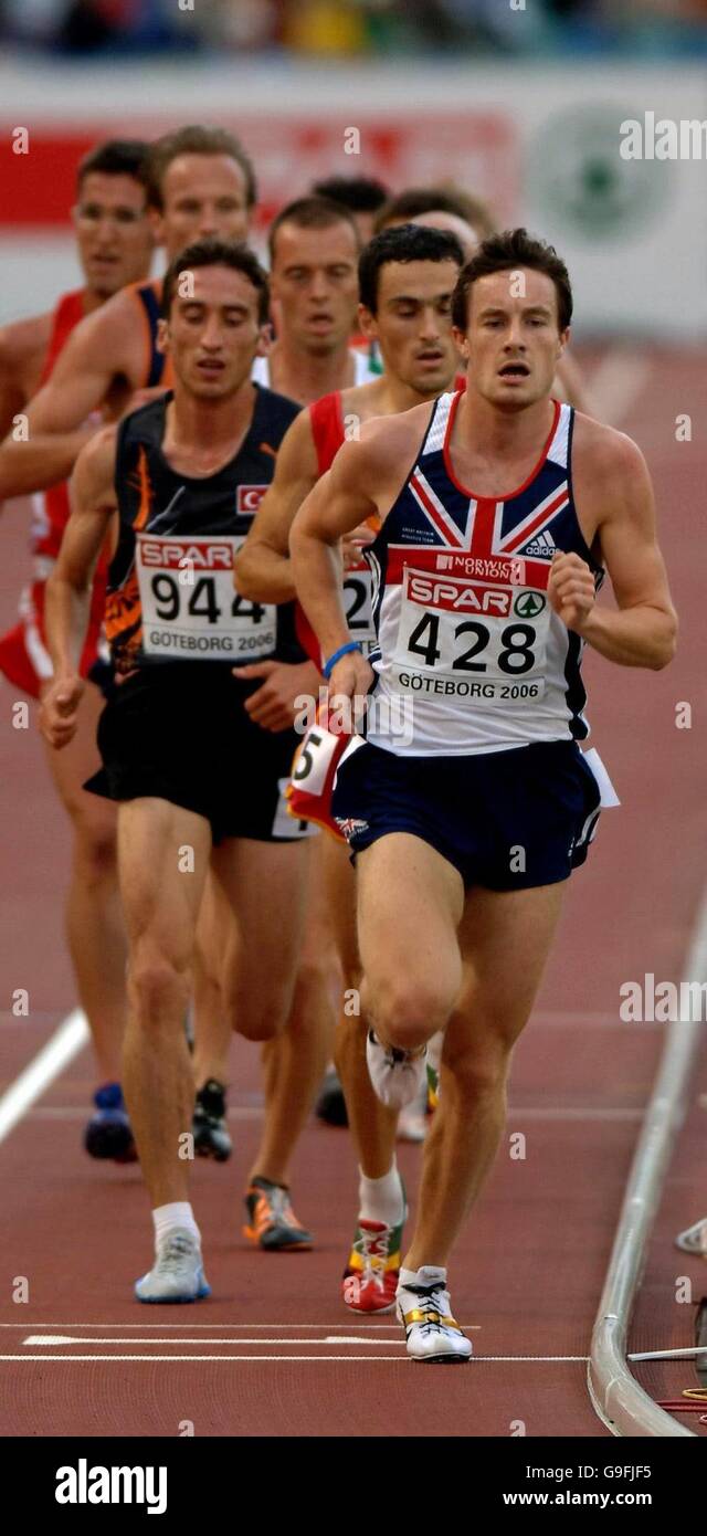 Great Britain's Chris Thompson leads the field in the 5000m semi-final ...