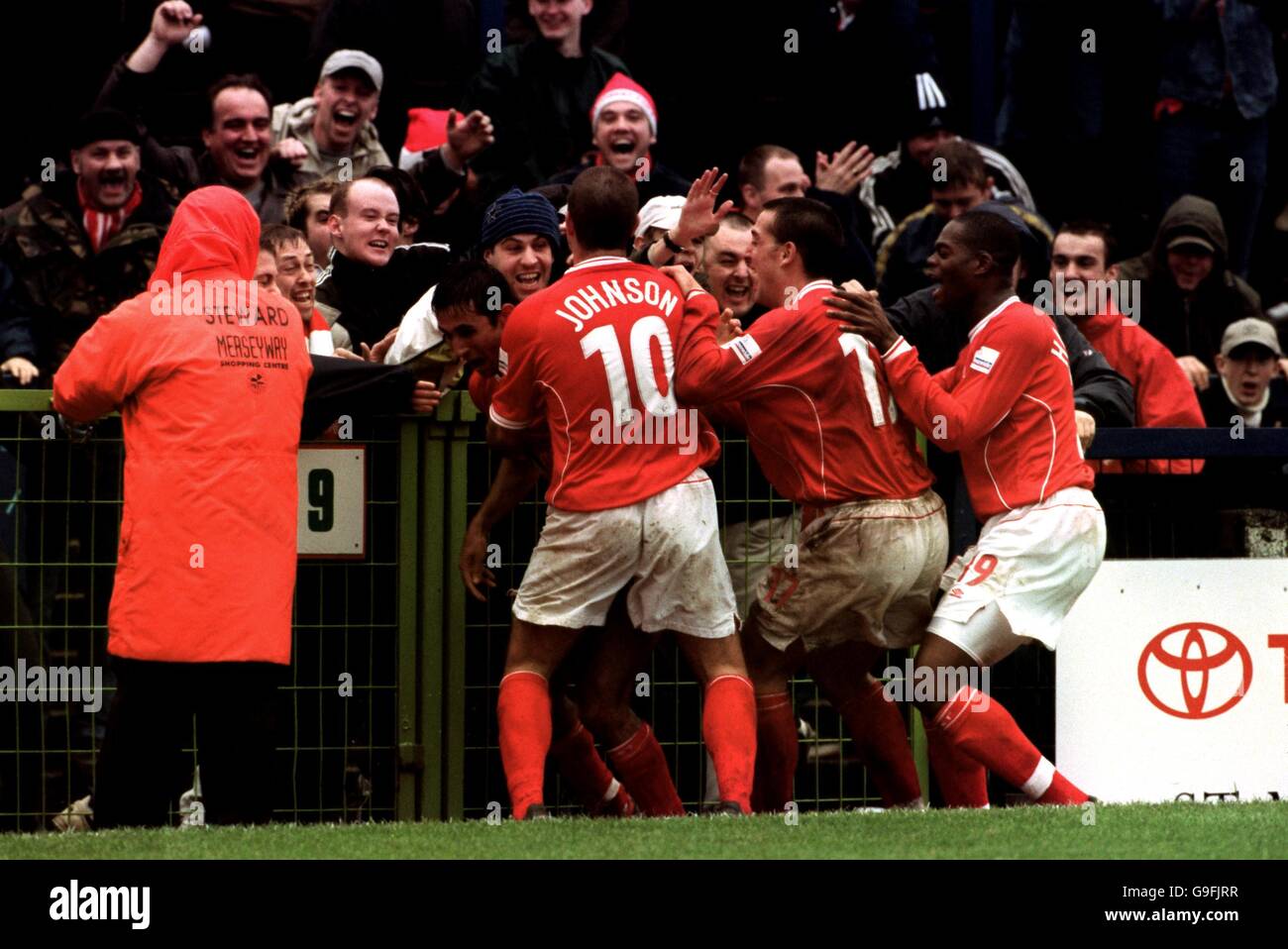 (L-R) Nottingham Forest's Jack Lester celebrates his winning goal with ...