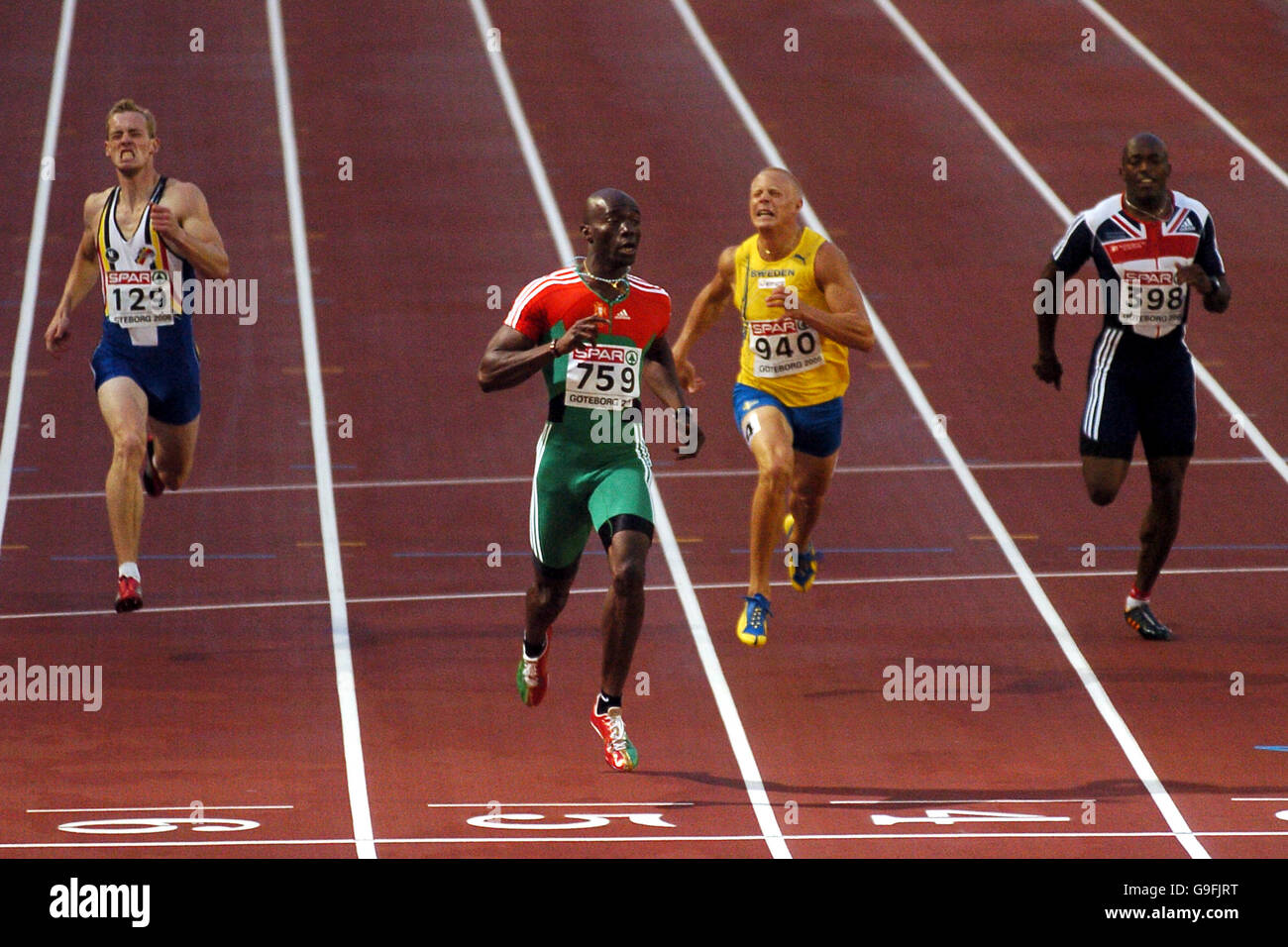 Portugal's Francis Obikwelu wins the 200m as Great Britain's Marlon ...
