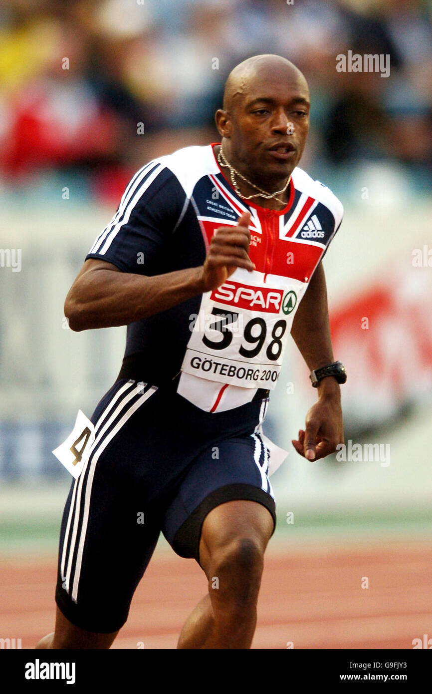Great Britain's Marlon Devonish in action in the 200m semi final Stock ...