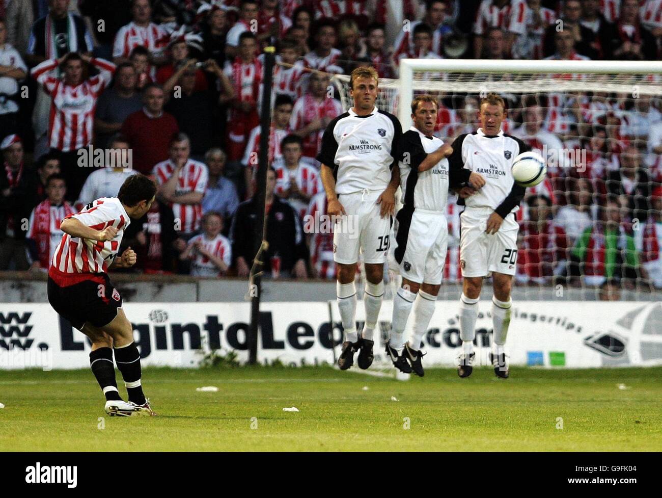 Derry City's Kevin Deery (left) scores his teams second goal during the ...