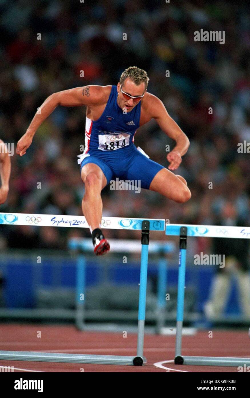 Chris rawlinson in action in the mens 400m hurdles hi-res stock ...