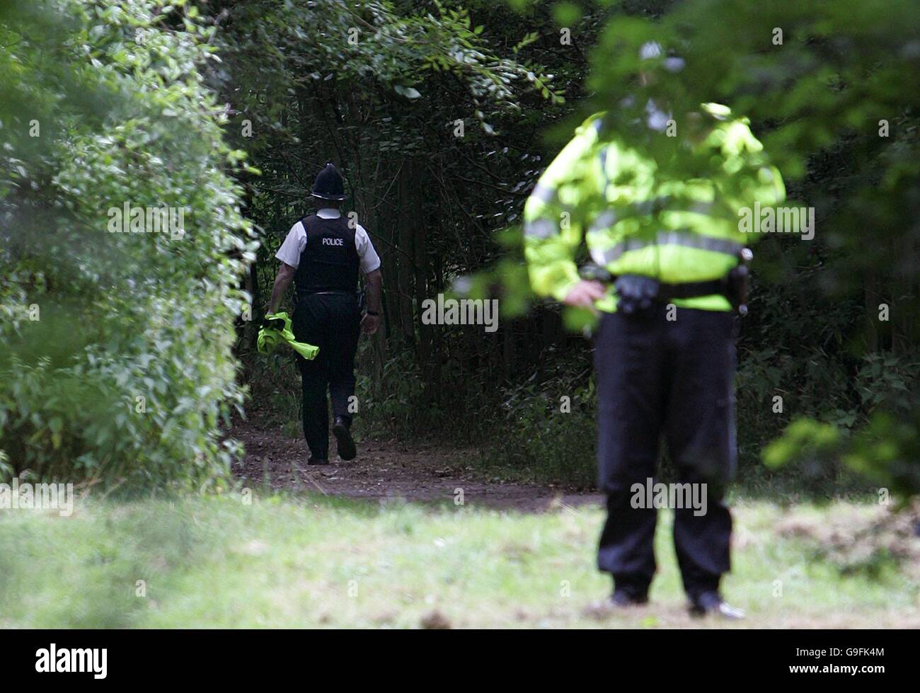 Police office walks by police cordoned area in micklefield wood High ...