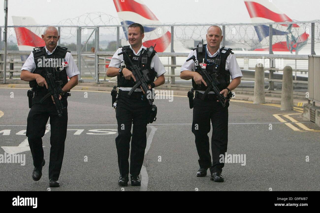 Armed police outside Heathrow Airport's Terminal 4, where things were ...