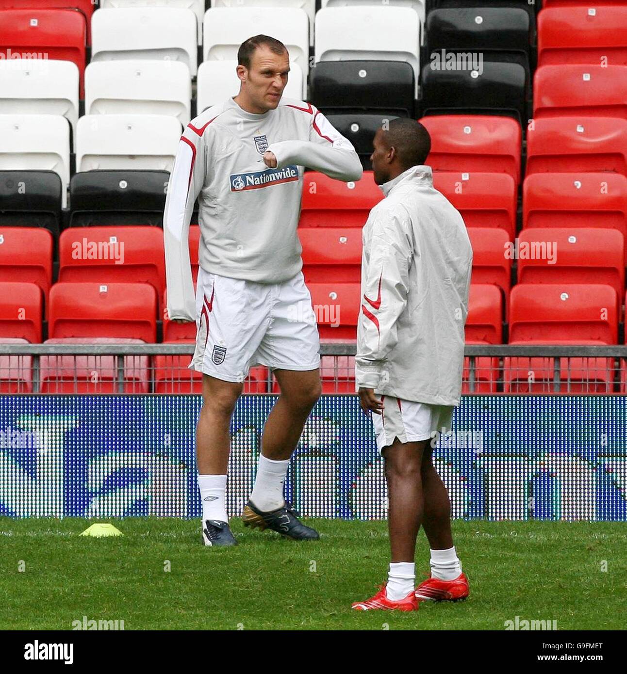 England's Dean Ashton (left) during a training session at Old Trafford ...