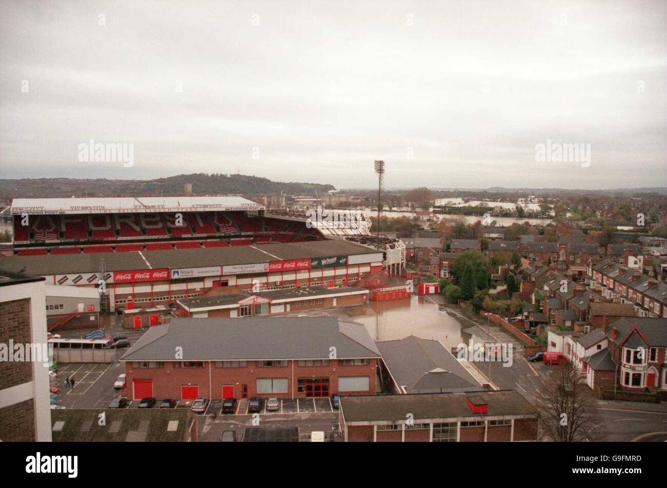 The floodwaters of the River Trent reach the City Ground, home of ...