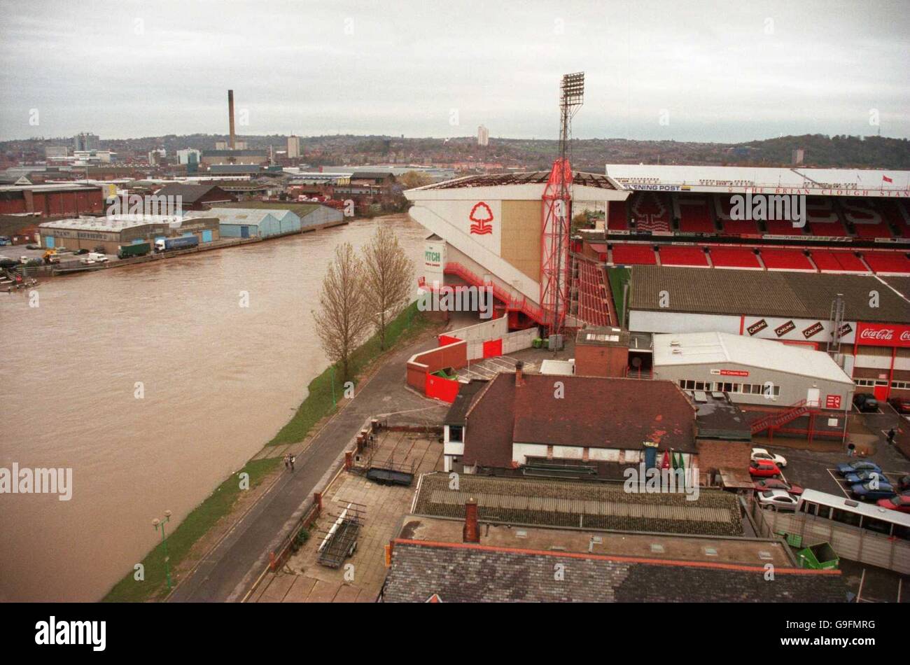 The floodwaters of the River Trent reach the City Ground, home of ...