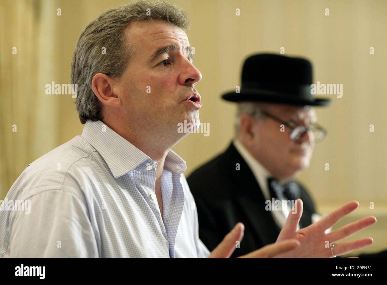 Michael O'Leary (Chief Executive, Ryan Air) and actor Gerry George as ...