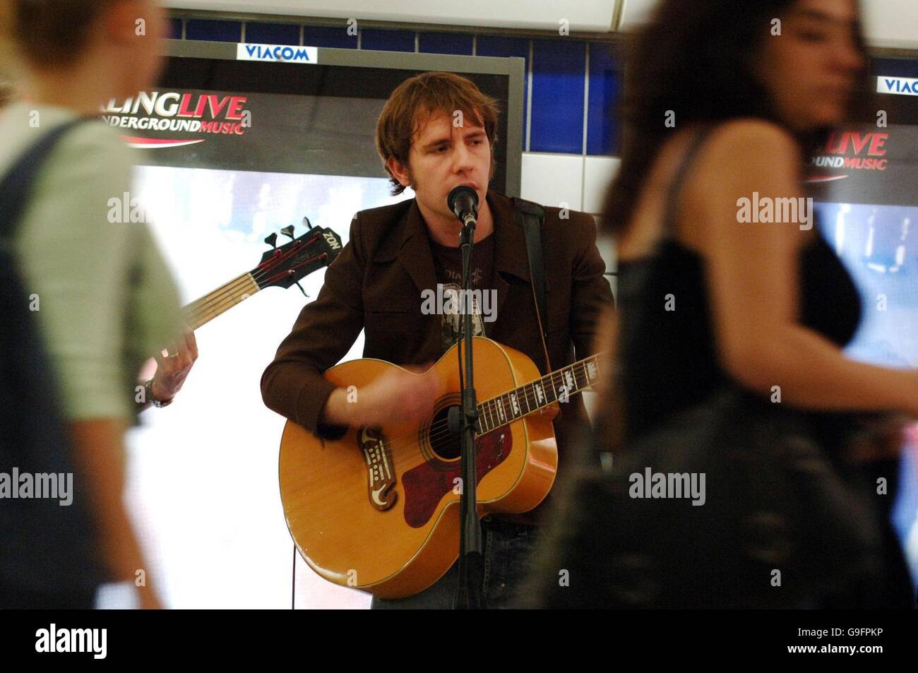 Singer launches album on the London Underground Stock Photo - Alamy