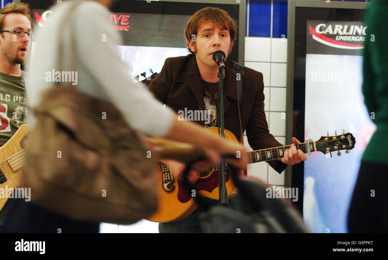 Singer launches album on the London Underground Stock Photo - Alamy