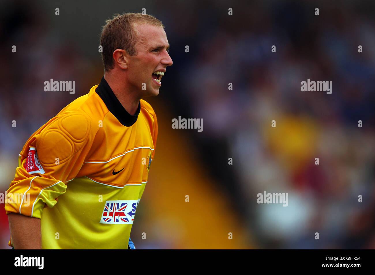 Accrington Stanley's goalkeeper Ian Dunbavin wearing Chester City's ...