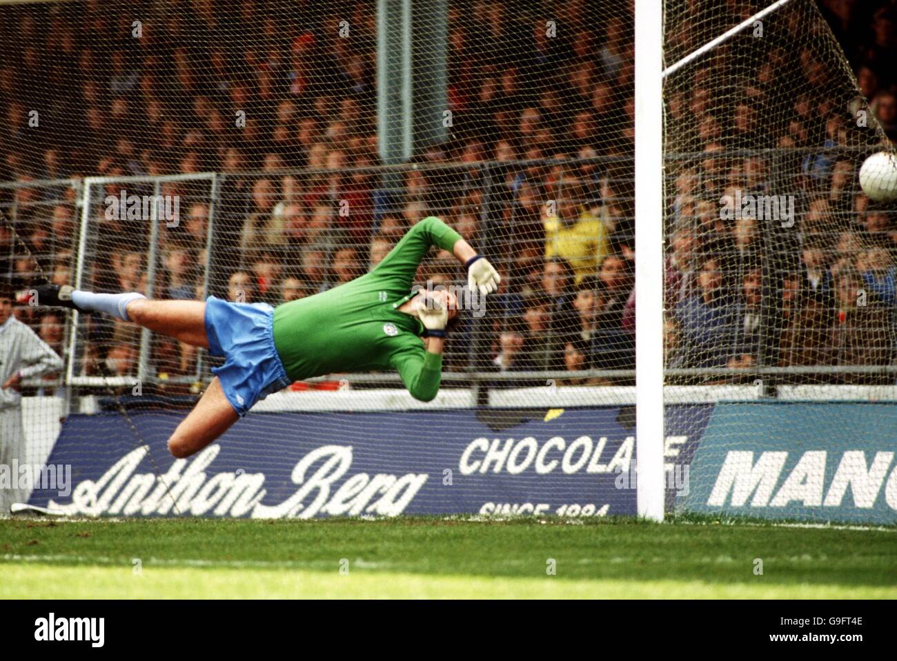 Manchester City goalkeeper Joe Corrigan is beaten again during their 5 ...
