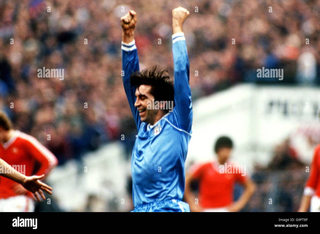 Manchester City's Kevin Reeves celebrates scoring the opening goal ...