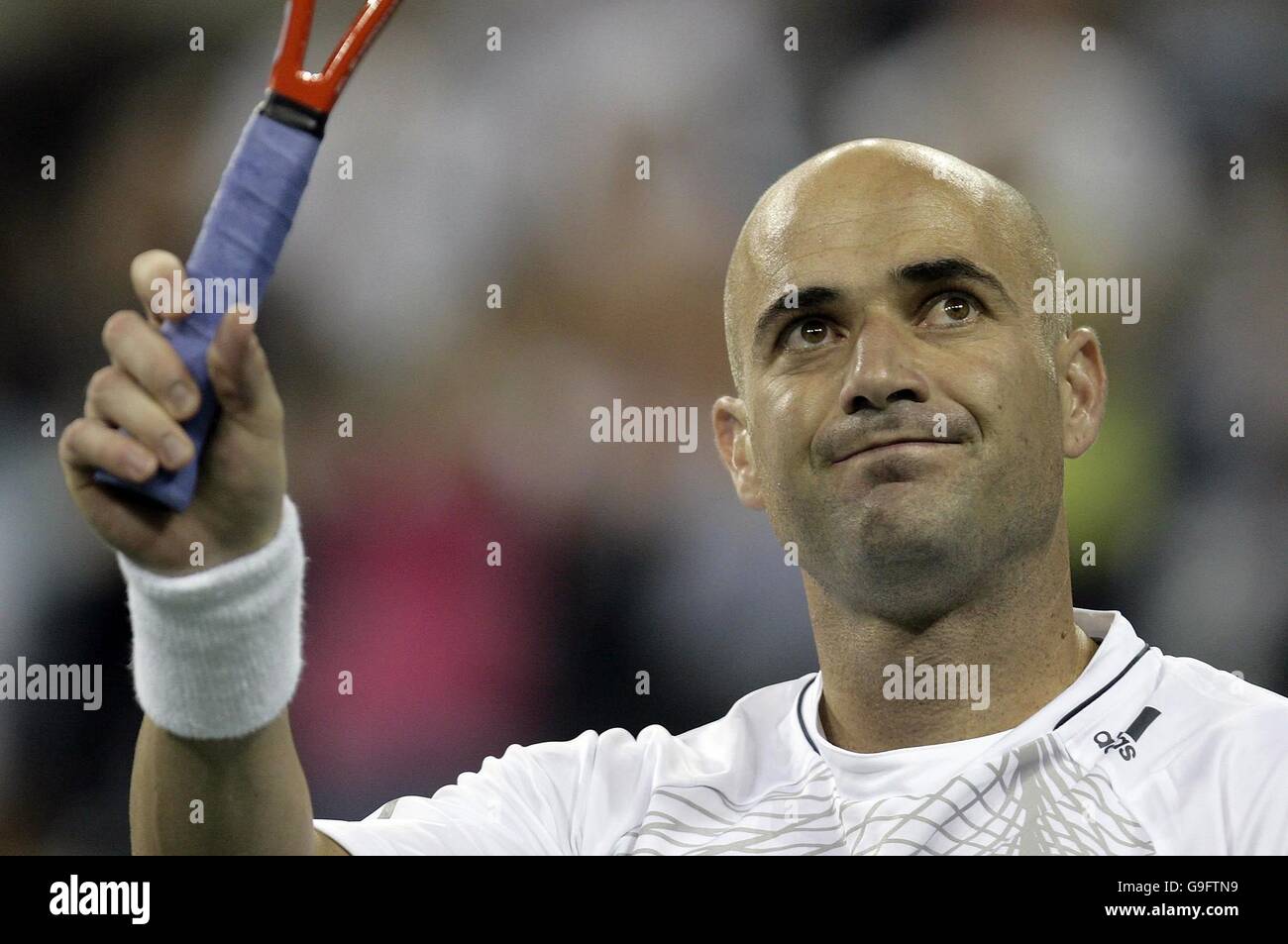 American Andre Agassi ahead of his first round match against Andrei ...