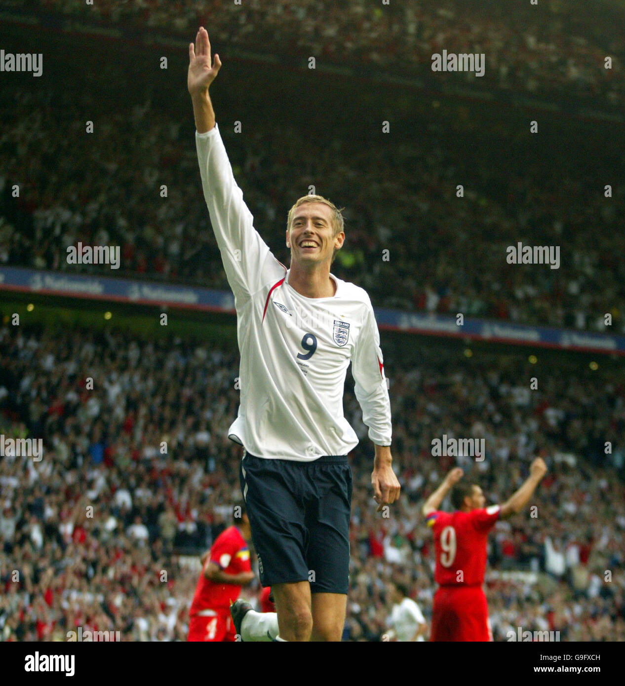 England's Peter Crouch celebrates scoring the 5th goal against Andorra ...
