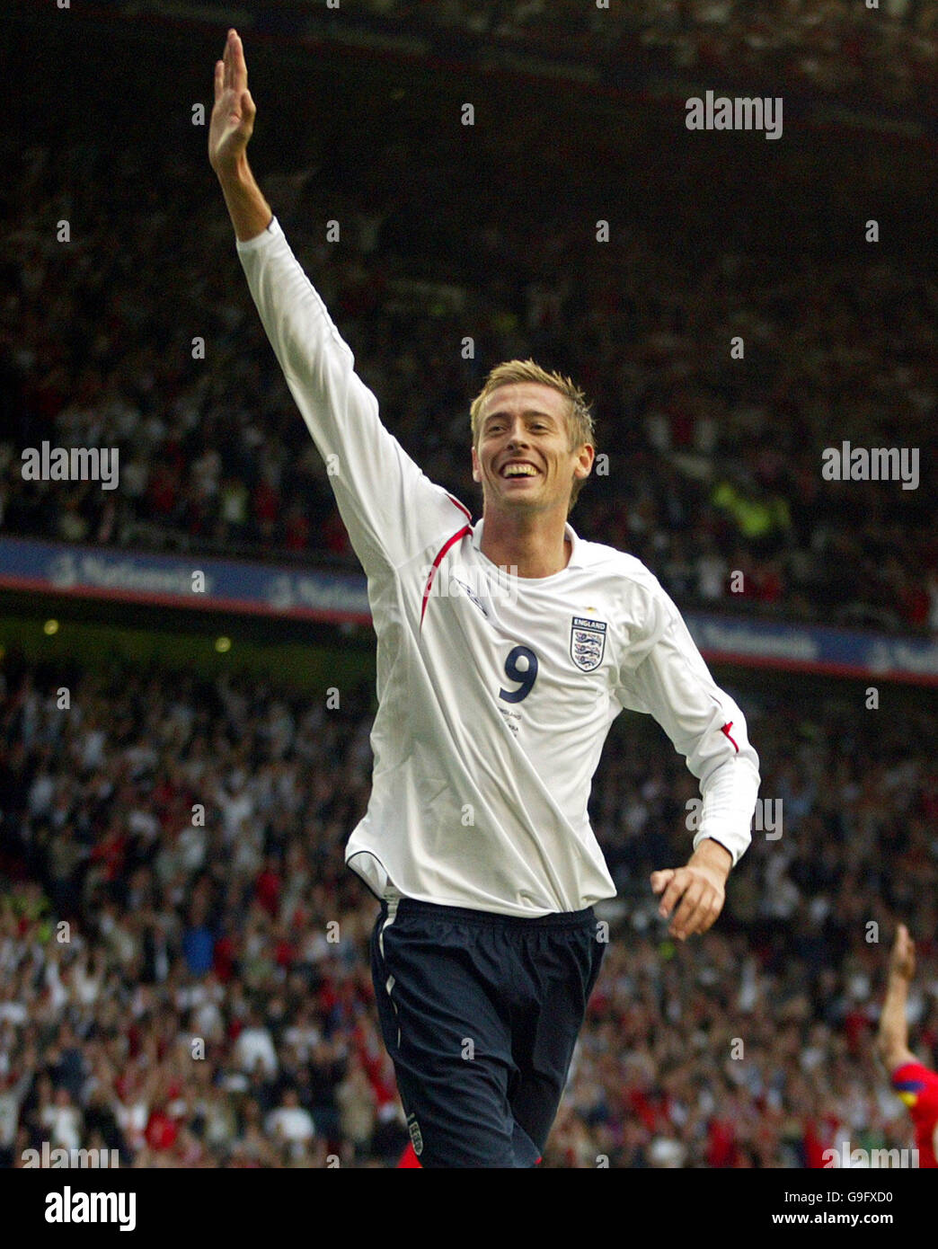 England's Peter Crouch celebrates scoring the 5th goal against Andorra ...