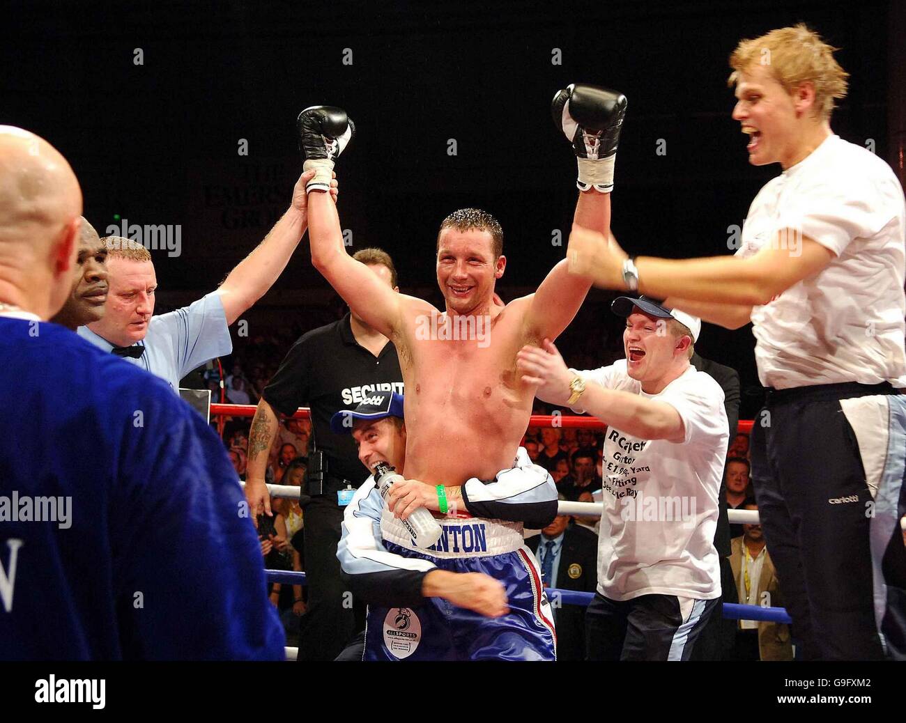 Great Britain's Clinton Woods celebrates with fellow boxer Ricky Hatton ...