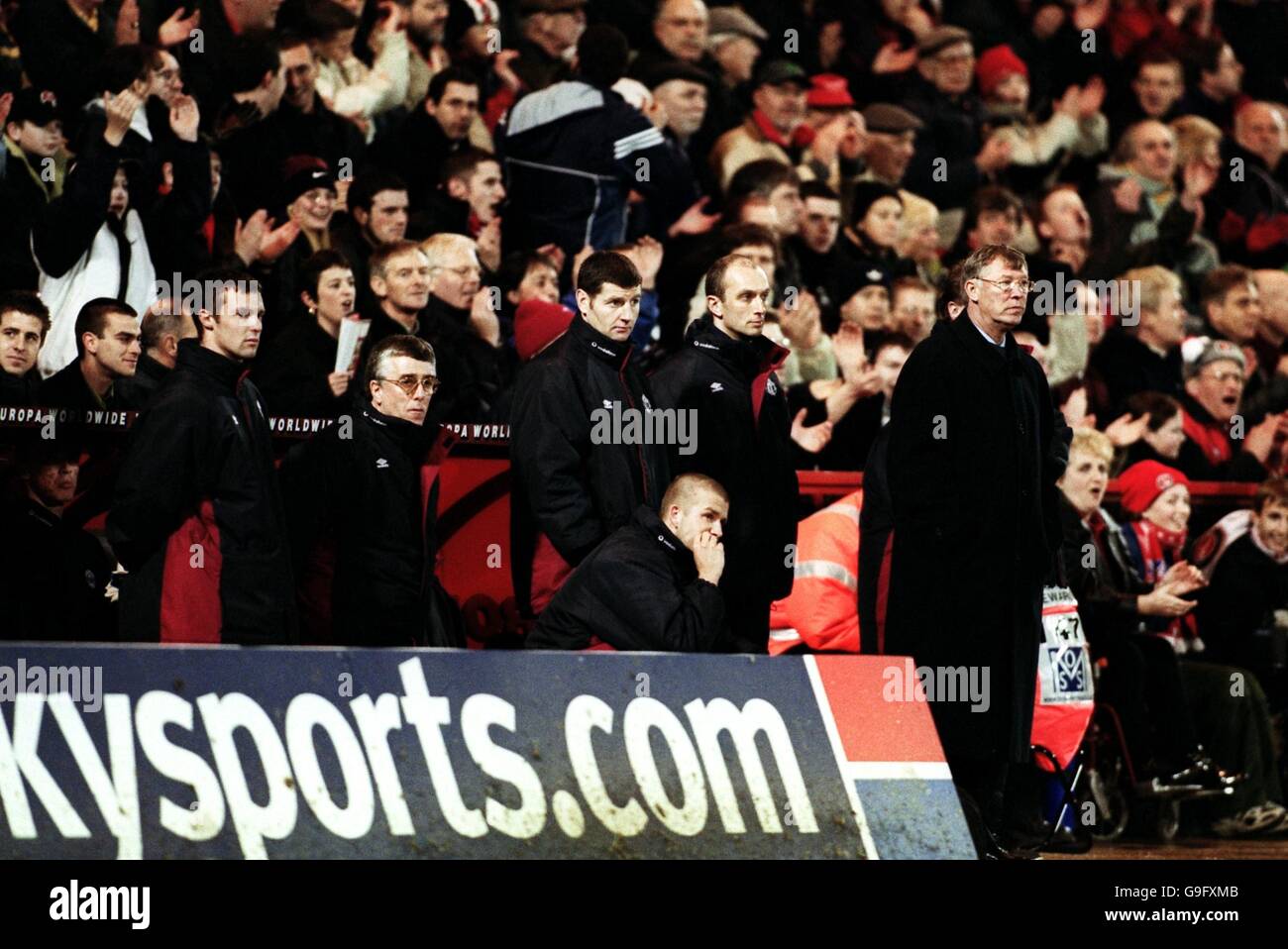 Manchester United Manager Alex Ferguson On The Bench High Resolution ...