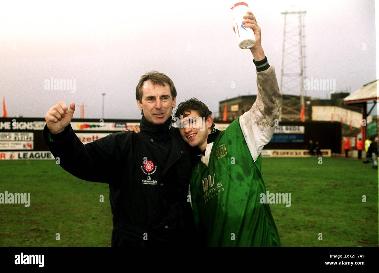 Yeovil Town's winning goalscorer Nick Crittenden (r) and Manager Colin ...