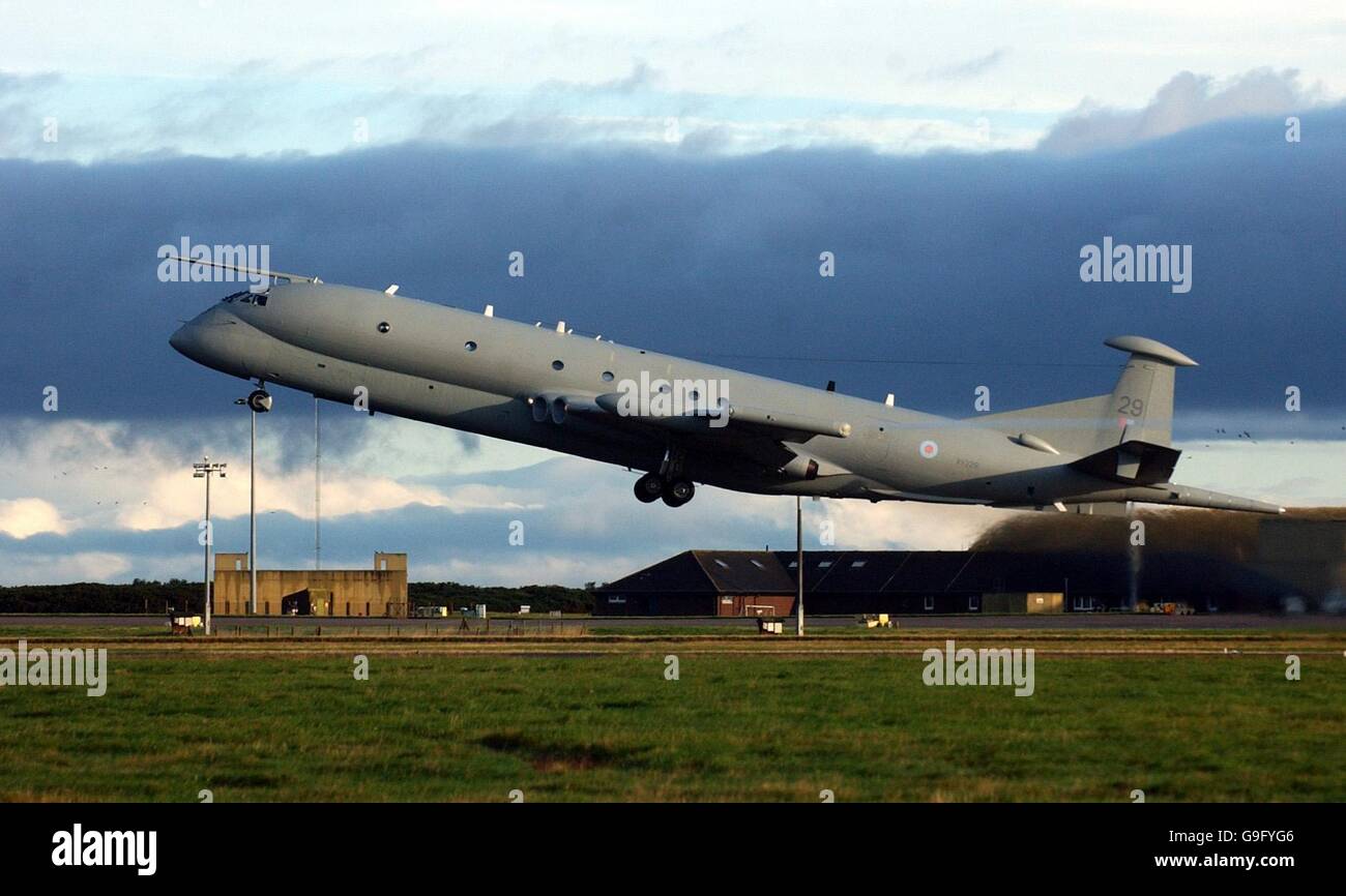 A crew from 120 Squadron takes off on the first Nimrod flight from RAF ...