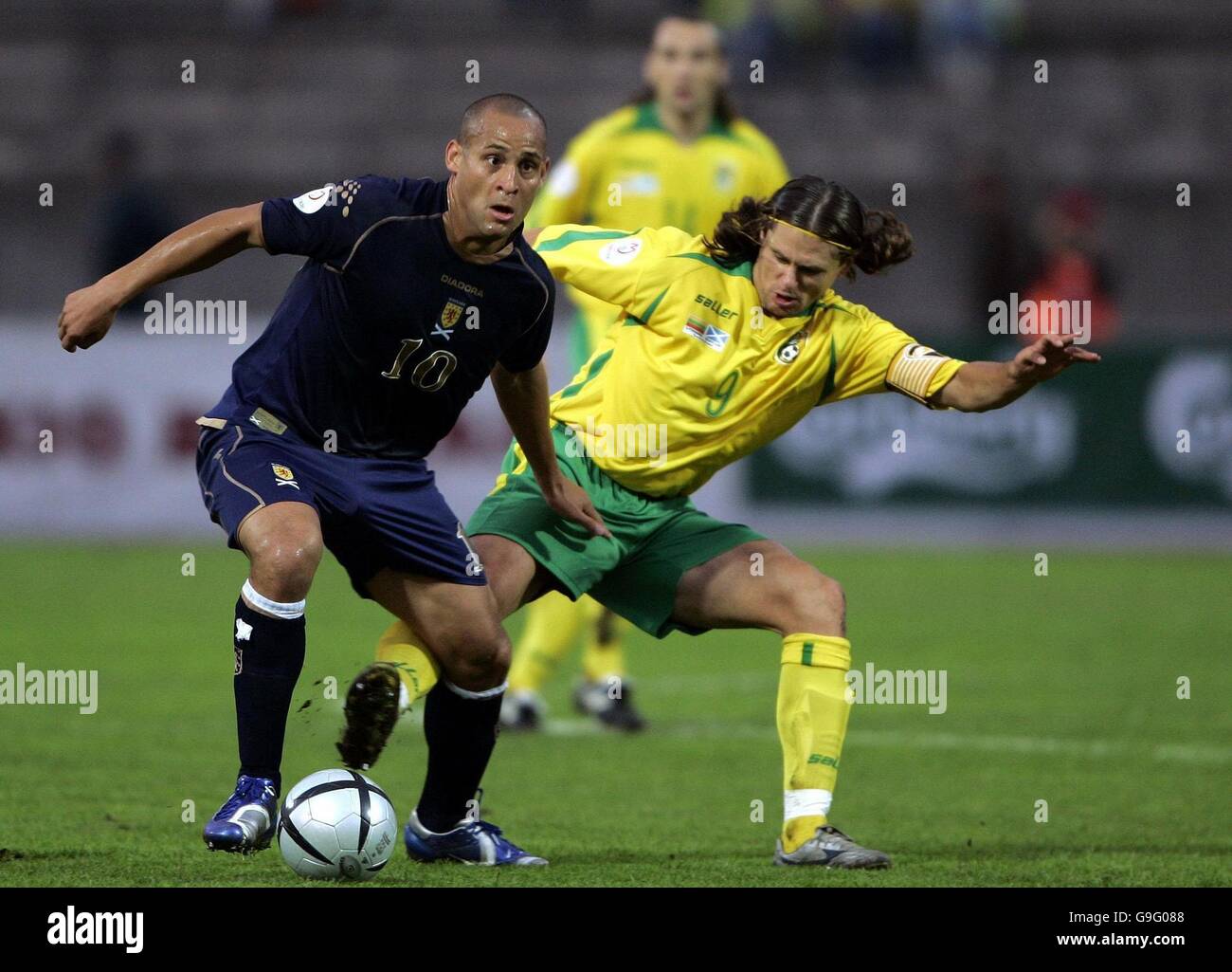 Scotland's Nigel Quashie challenges Lithuania's Tomas Danilevicius ...