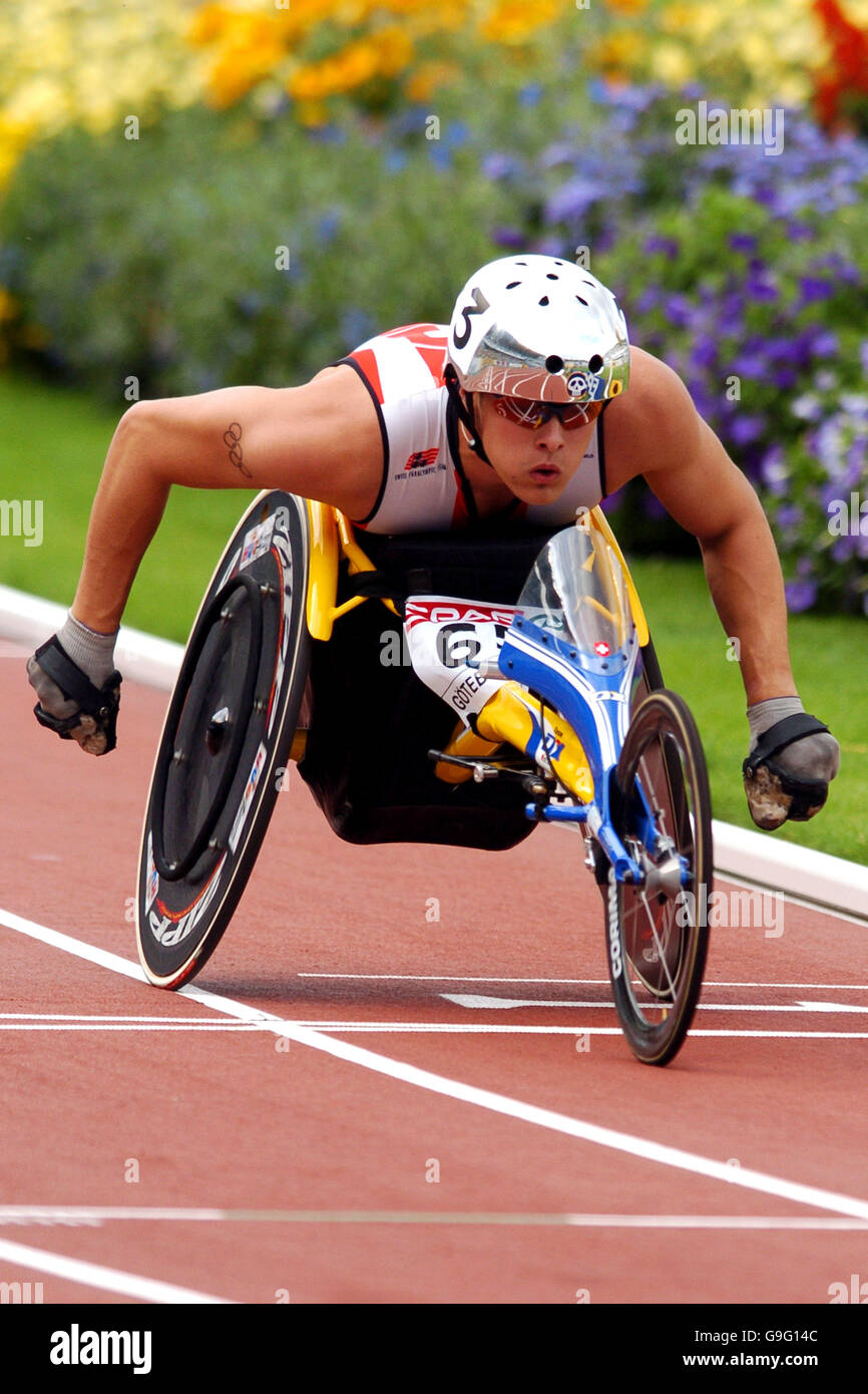 Switzerland's Marcel Hug competes in the 1500m wheelchair race Stock ...