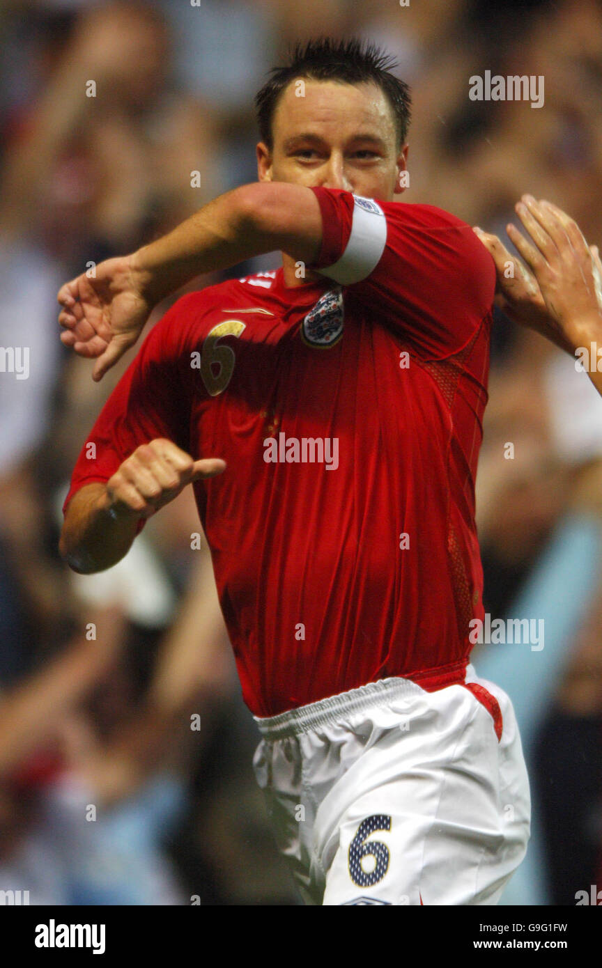 Englands john terry celebrates scoring their opening goal hi-res stock ...