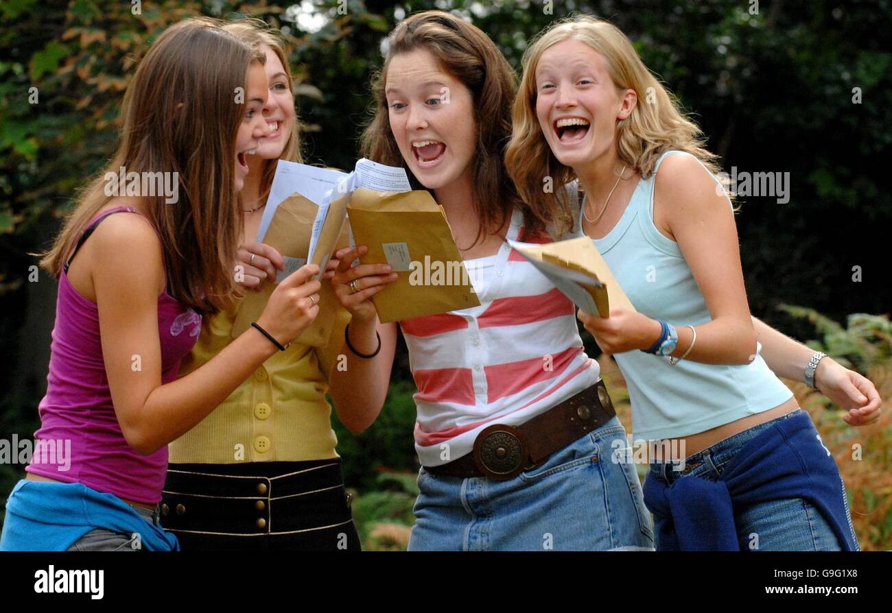 A-Level students celebrate results Stock Photo - Alamy
