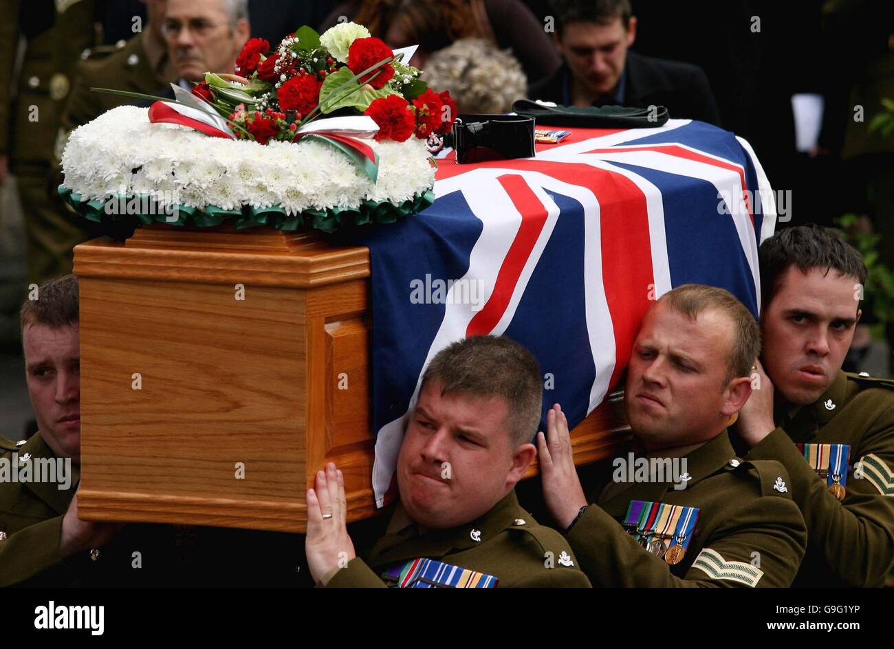 The coffin of Corporal Matthew Cornish of the 1st Battalion The Light ...