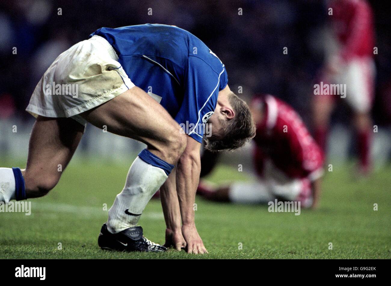 Rangers' Arthur Numan gets up dejectedly after his team go out of the ...