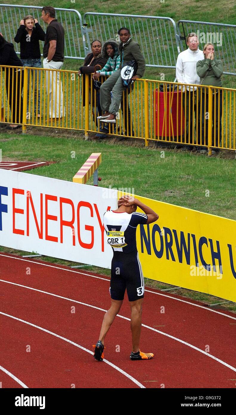 Great Britain's Graham Hedman walks away dejected after dropping the ...