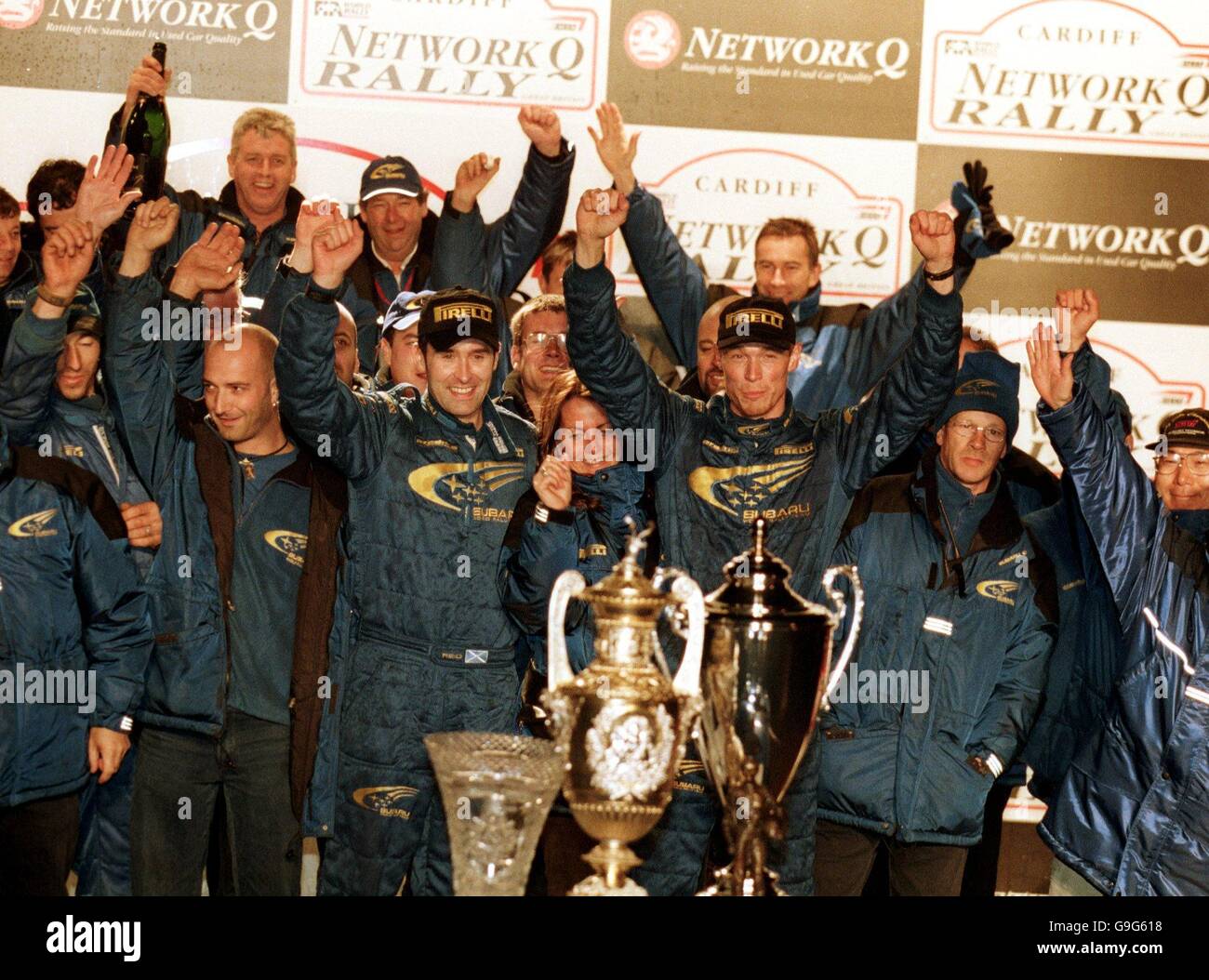 L r robert reid richard burns celebrate race win subaru team hi-res ...