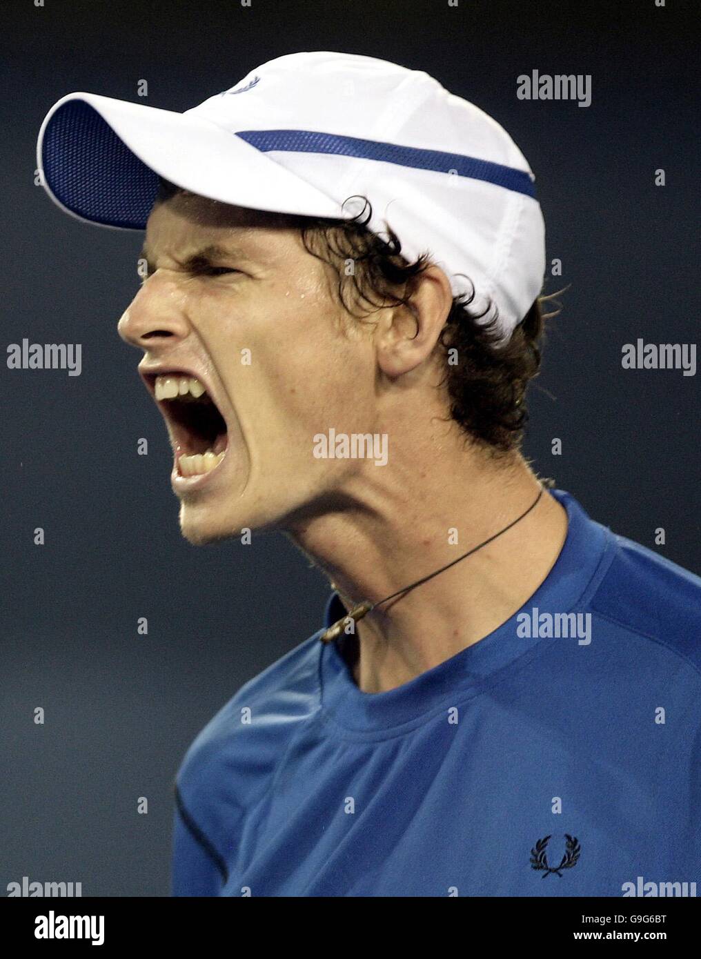 Great Britain's Andy Murray in action against the USA's Robert Kendrick ...