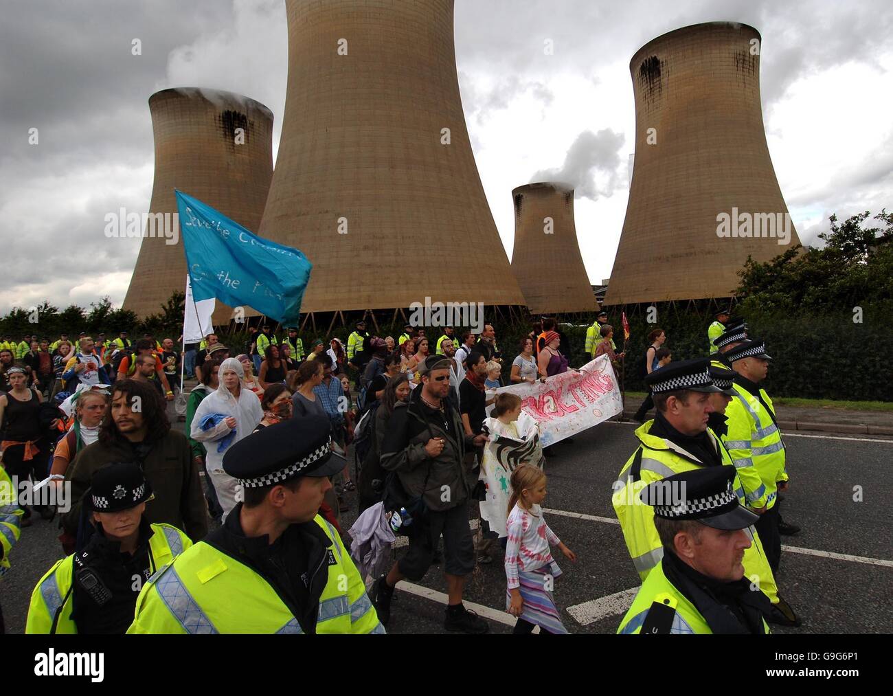 Police prepare for Drax power station protest Stock Photo - Alamy